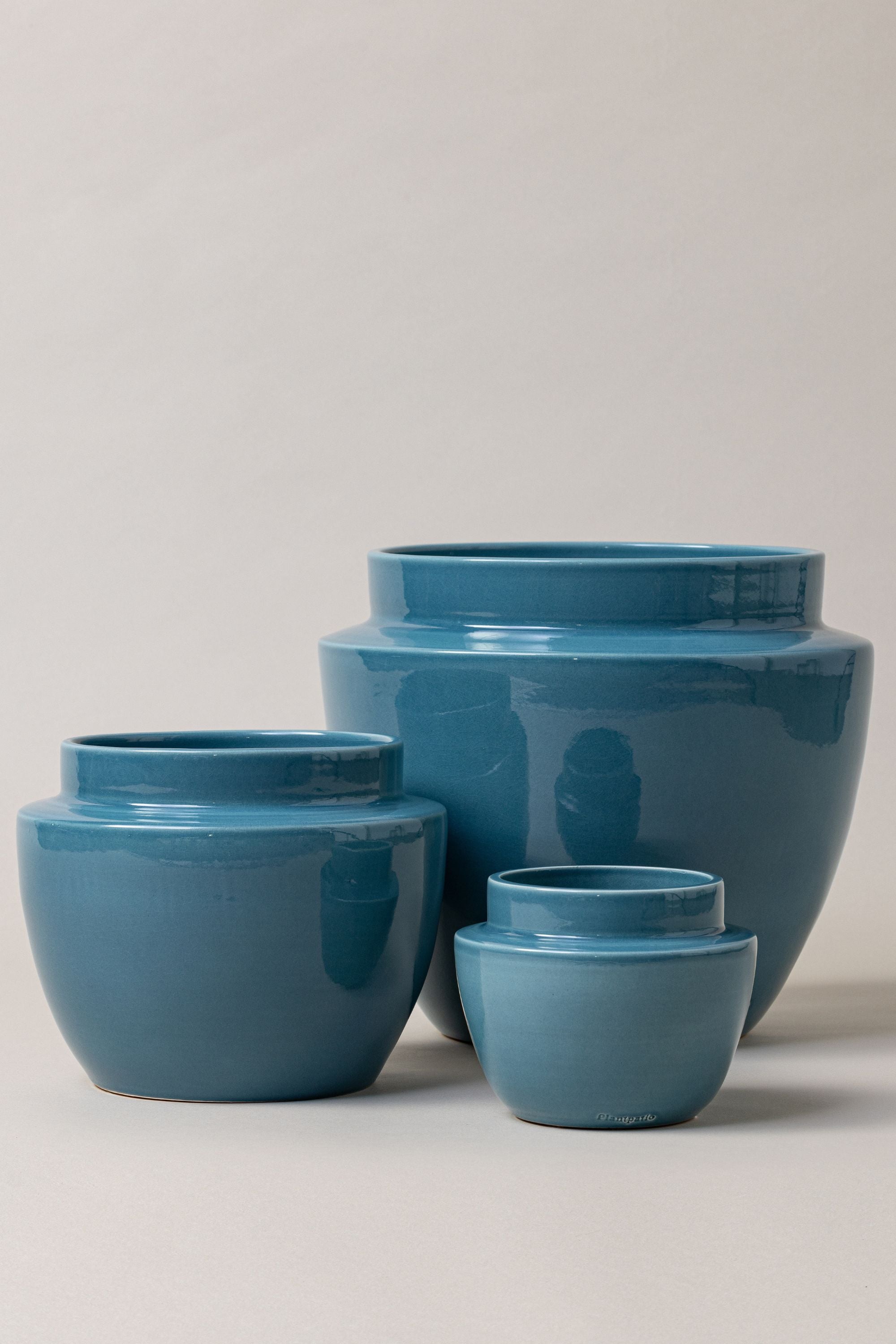 BILHA PACK - Earthenware Glazed Plant Pots Set, Celestial Blue – Plantpatio